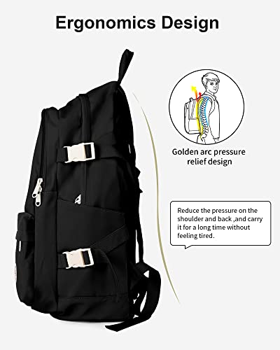 VGOCO Backpack for Women,Unisex Lightweight Backpack Bag Water-proof Casual Rucksack for Women Men Fits 14 inch Laptop Work Daypack Black