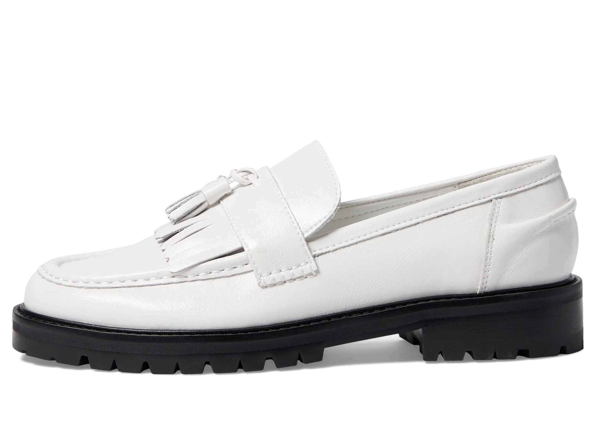 Steve Madden Women's Minka Loafer, White Leather, 7.5