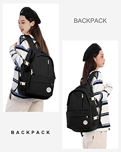 VGOCO Backpack for Women,Unisex Lightweight Backpack Bag Water-proof Casual Rucksack for Women Men Fits 14 inch Laptop Work Daypack Black