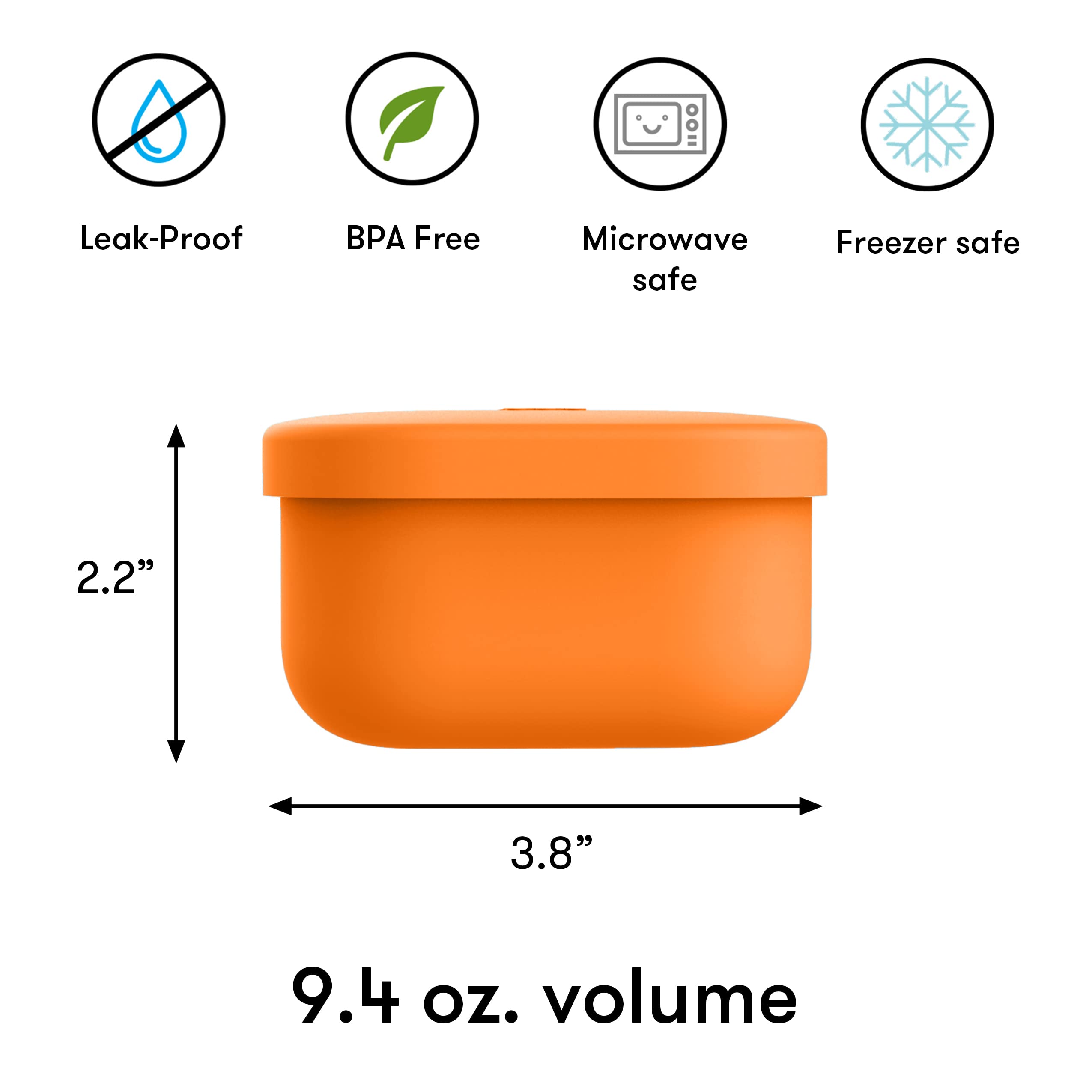 Omie OmieBox Silicone Leakproof Snack Containers To Go, Food Storage Containers with Lid, School Lunch Bento Container - BPA Free, Airtight, Dishwasher and Freezer Safe, Oven Safe - 9.4 ounces