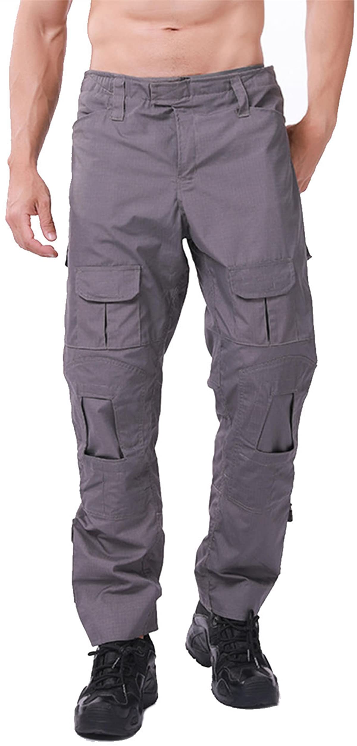 Uugood Men’s Military Trousers Tactical Camouflage Pants Breathable Multi-Pocket Combat Pant Ripstop Cargo Pants for Airsoft Hunting Hiking Paintball (Gray, XL)