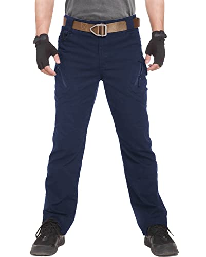 EUTROPOON Mens Cargo Pants Work Tactical Pants Lightweight Hiking Pants Ripstop Outdoor Combat Military Pants with 9 Pockets Navy Blue