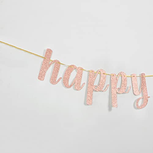 Rose Gold Happy 100 Days Banner, Kid's 100 Days Celebration,100th Day of School - Happy 100 Days Decorations - 100 Days Theme Party Decoration