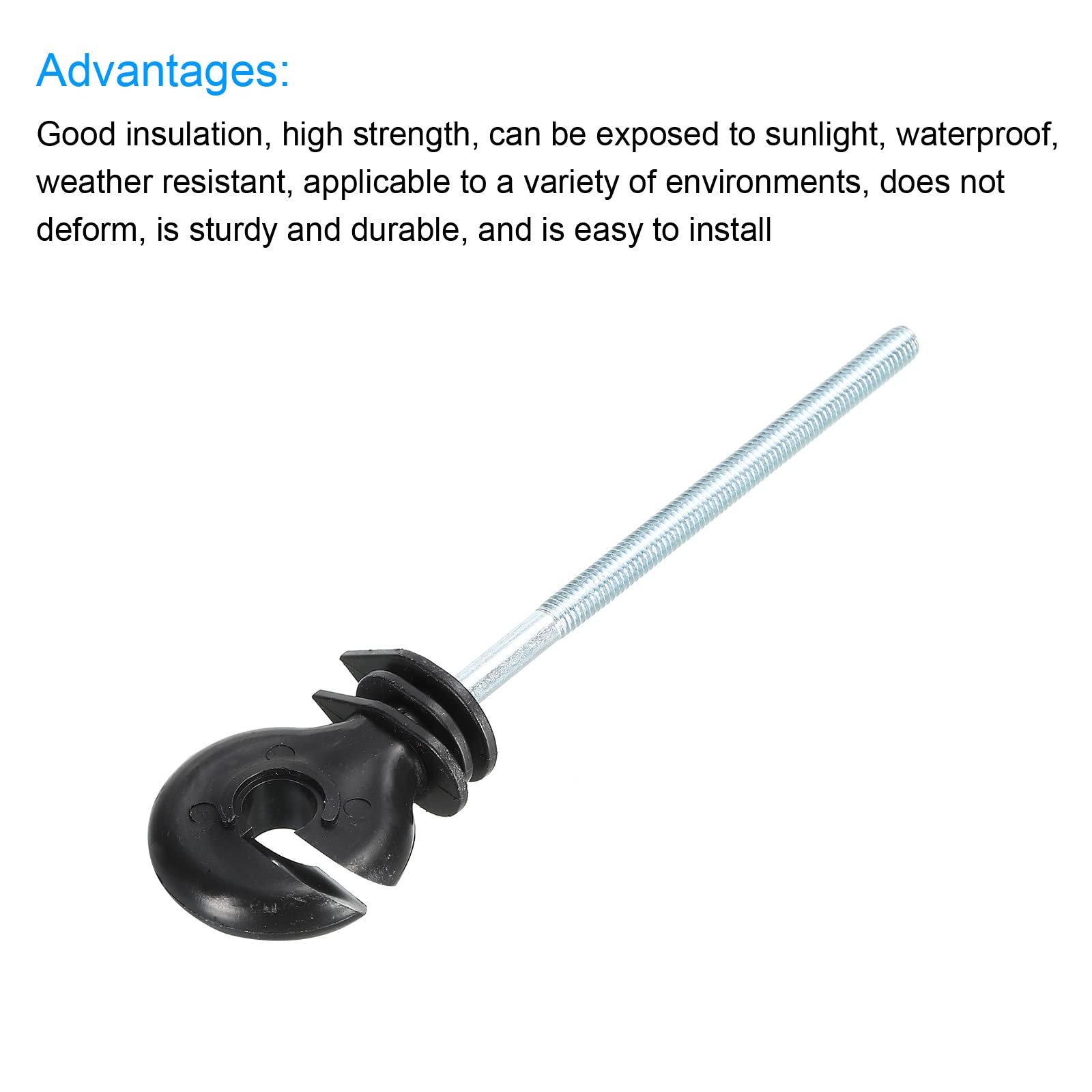 PATIKIL Electric Fence Insulator Screw-in Ring Insulator 25pcs M6 Wood Post Insulator Black for Farm Fencing Power Grid System
