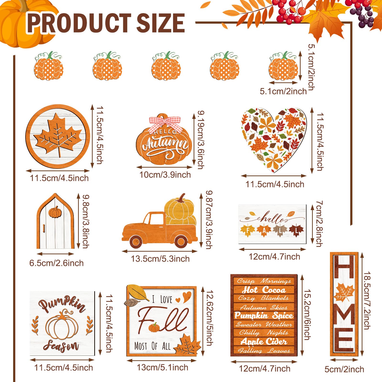 Amyhill 15 Pcs Thanksgiving Tiered Tray Decor Set Fall Tiered Tray Decor Rustic Pumpkin Maple Leaf Truck Table Centerpieces Harvest Wood Blocks Signs for Home Fall Decorations