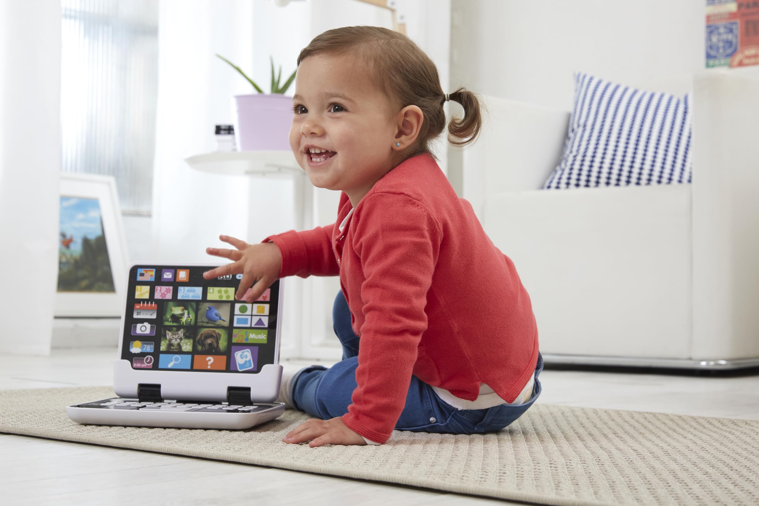 Kidz Delight Infini fun My First 2-in-1 Bilingual Tablet, English & Spanish Interactive Learning Toy for Ages 2+, Detachable Keyboard, Learn Alphabet, Numbers, Colors, Shapes, Plug & Play Realistic