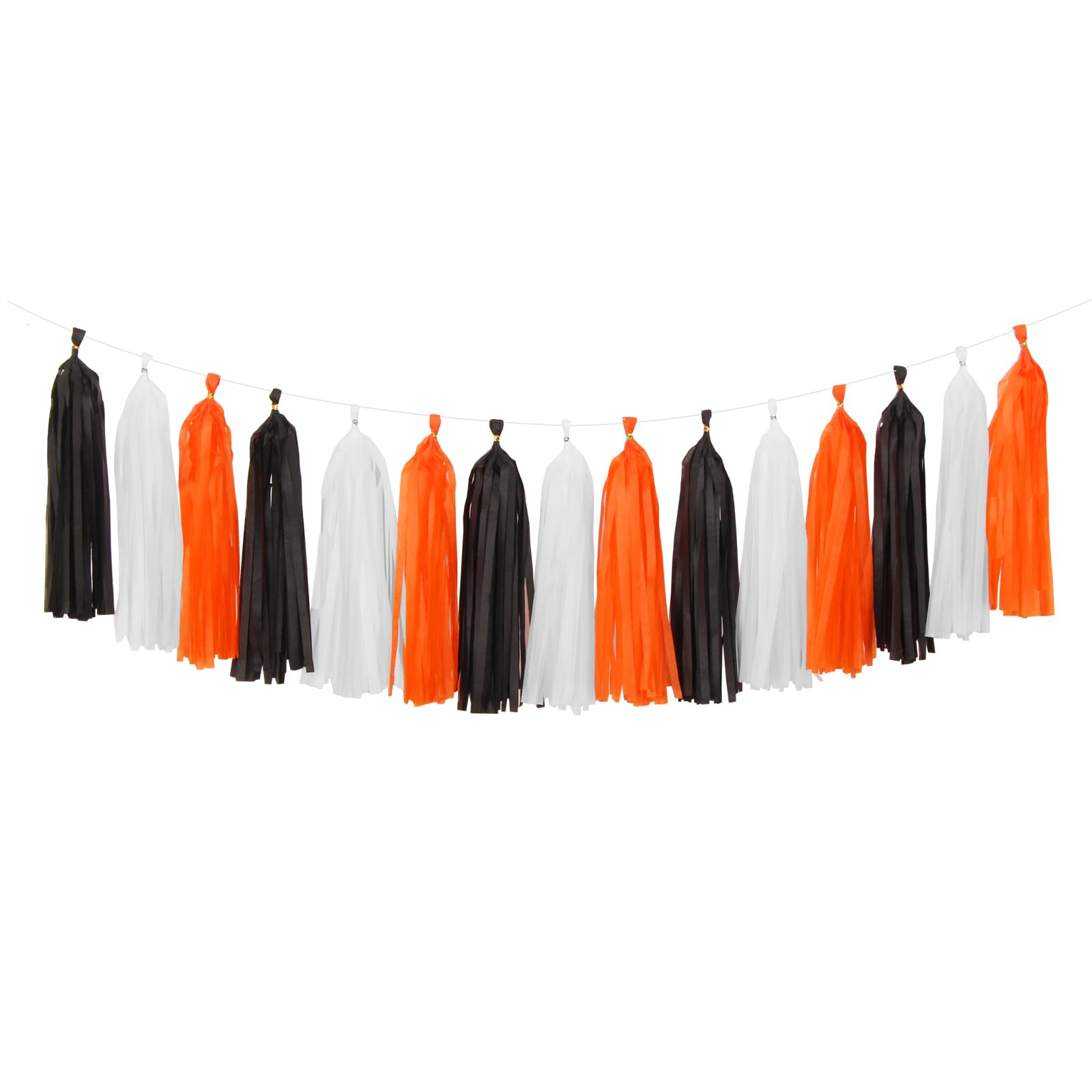 Black-White Orange Halloween Party-Decorations Tassel-Garland - 15pcs Graduation 2025 Supplies Tassels, Birthday Wedding Baby Bridal Shower Decor Panduola