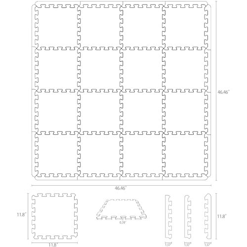 Yostrong® 16 Tiles Interlocking Puzzle Foam Baby Play Mat with Straight Edges for Playing - EVA Babies Crawling Mat | Rubber Floor Work out Mats for Home Gym. White, Beige, Gray. YOC-AJLb16S16