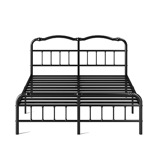 EZBeds Queen Bed Frame with Headboard and Footboard, 14 Inch High, Heavy Duty Bed Frame No Box Spring Needed, Easy Assembly, Noise-Free, Under Bed Storage, Black