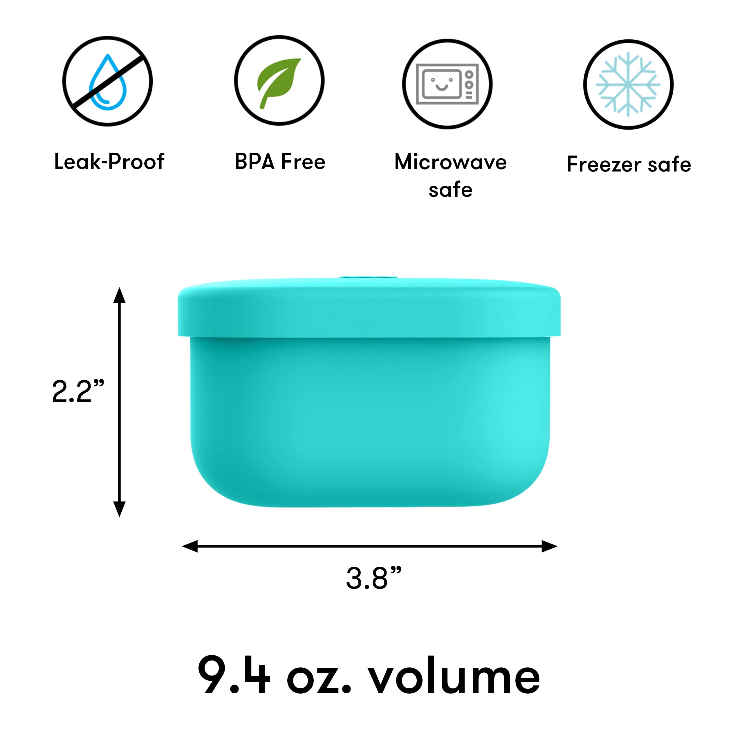 Omie OmieBox Silicone Leakproof Snack Containers To Go, Food Storage Containers with Lid - BPA Free, Airtight, Dishwasher and Freezer Safe, Oven Safe - 9.4 ounces