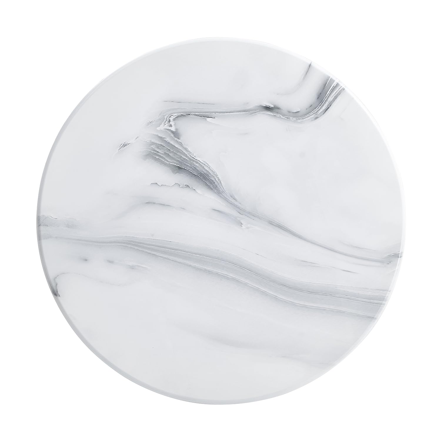 Modern Round Marble Dining Table 42.12" with MDF Table Top & Pedestal Base, Mid-Century White Kitchen Table Leisure Coffee Table Office Living Room Table
