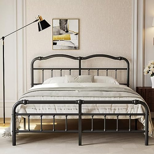 EZBeds Queen Bed Frame with Headboard and Footboard, 14 Inch High, Heavy Duty Bed Frame No Box Spring Needed, Easy Assembly, Noise-Free, Under Bed Storage, Black