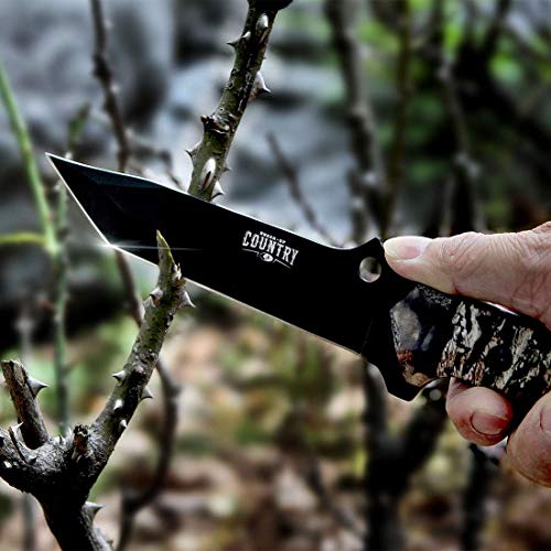 Mossy Oak Fixed Blade Hunting Knife Set - 2 Piece, Full Tang Handle Straight Edge and Gut Hook Blades Game Processing Knife, Sheath Included