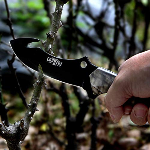 Mossy Oak Fixed Blade Hunting Knife Set - 2 Piece, Full Tang Handle Straight Edge and Gut Hook Blades Game Processing Knife, Sheath Included
