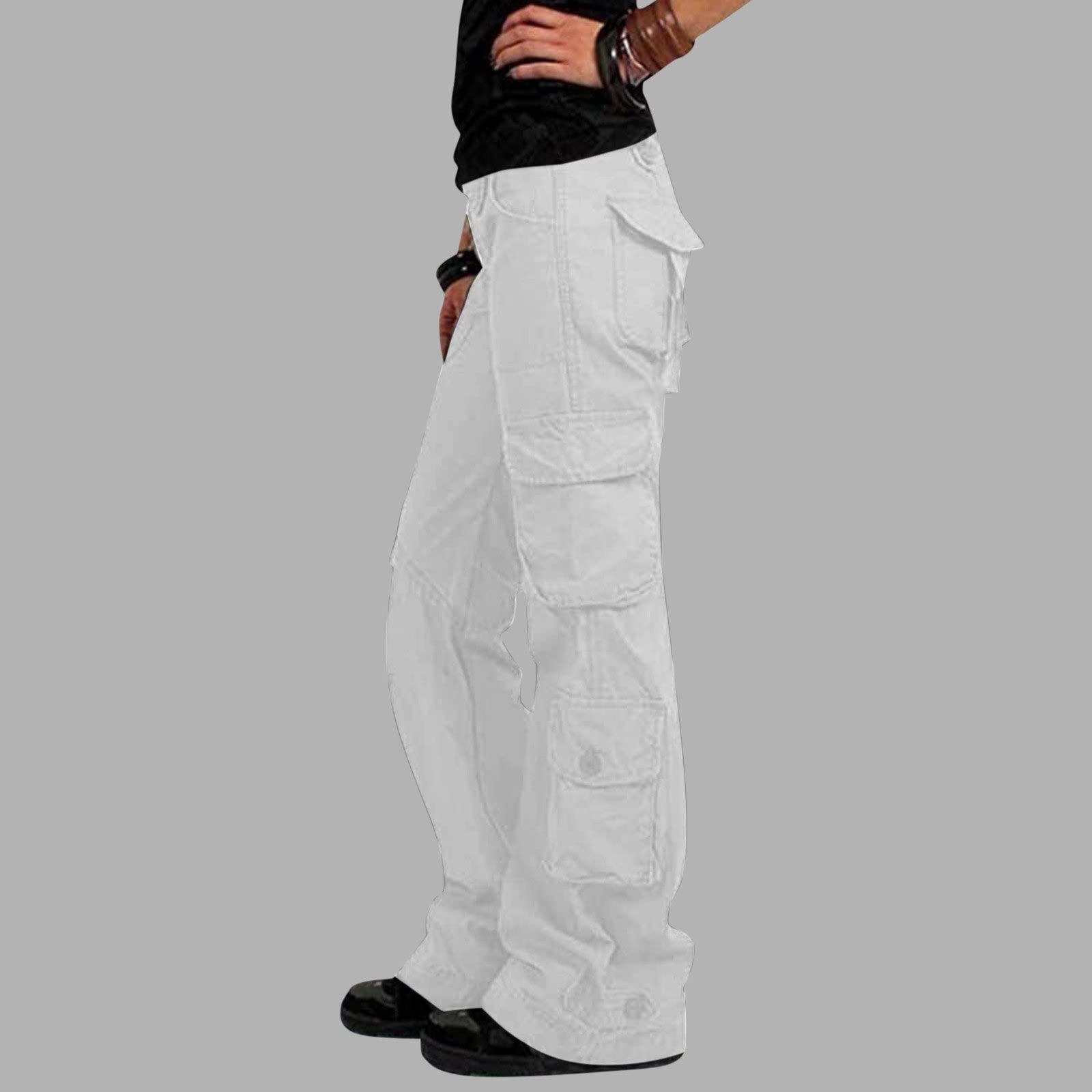 Women's Casual Military Pants Stretch High Waist Relaxed Fit Hiking Trousers Tactical Outdoor Combat Cargo Work Pants Gray