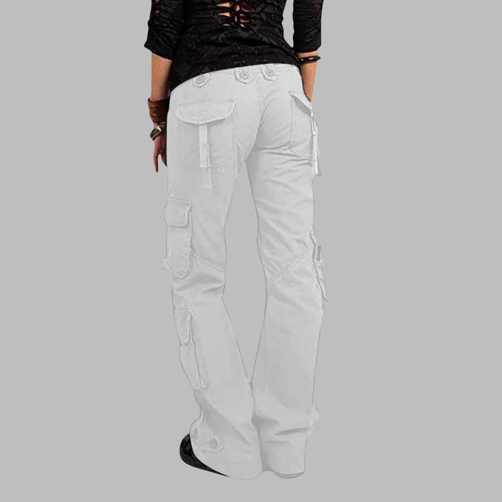 Women's Casual Military Pants Stretch High Waist Relaxed Fit Hiking Trousers Tactical Outdoor Combat Cargo Work Pants Gray