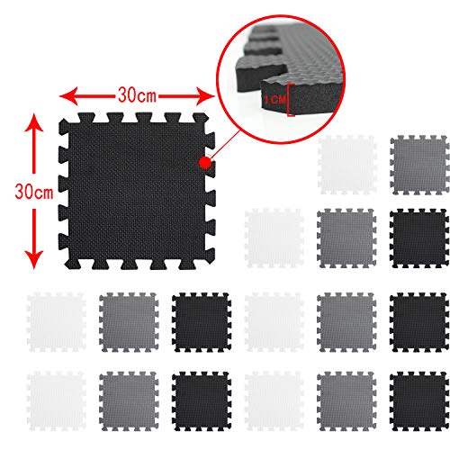 MSHEN–18PCS Foam Play Mat Tiles|Interlocking Floor Mats for Children|Multicoloured Foam Floor Tiles| Children Jigsaw Tiles playmat .Size 1.62 Sqm Baby Play mat. white-black-grey-MS-ADLg18