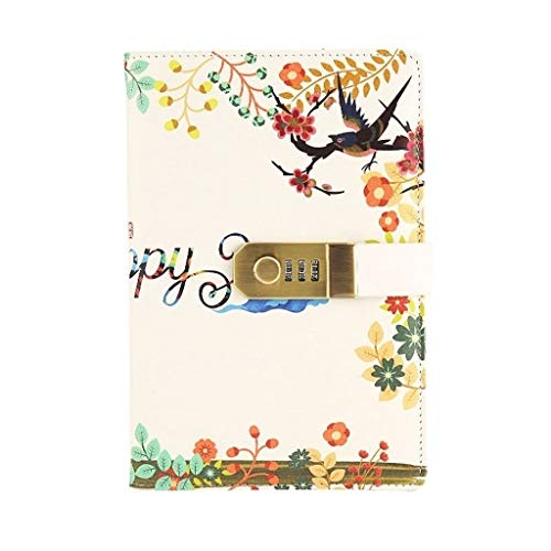 Journal Creative Password Notebook Lock Diary Leather Locking Journal Writing Notebook Digital Privacy Journals Planner Notebook Notepad Diary (Color : White)
