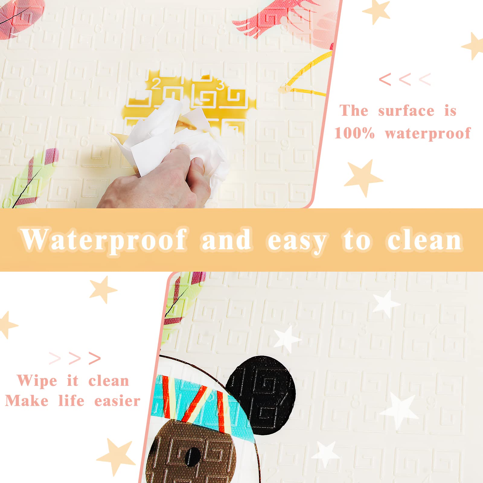 Baby Playmat for Crawling,0.6in Thick Extra Large Foldable Play Mat for Baby, Waterproof Non Toxic Anti-Slip Reversible Foam Playmat for Toddlers Kids(79 * 71 * 0.6)