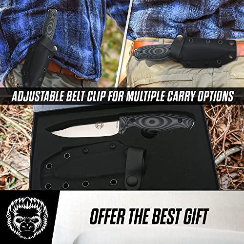 Survival Bushcraft Knife | Fixed Blade Hunting Knife W Sheath D2 | Gift Set For Him Knife | Bushcraft Outdoor Camping Knife | Full Tang Tactical Survival Knife Kit