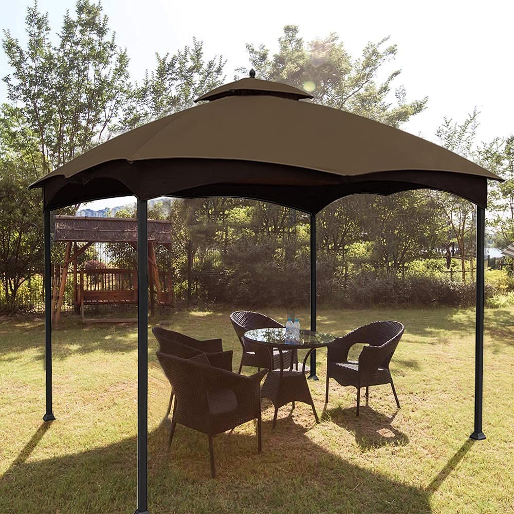CoastShade Patio 10X12 Replacement Canopy Roof for Lowe's Allen Roth 10X12 Gazebo Backyard Double Top Gazebo #GF-12S004B-1(Brown)