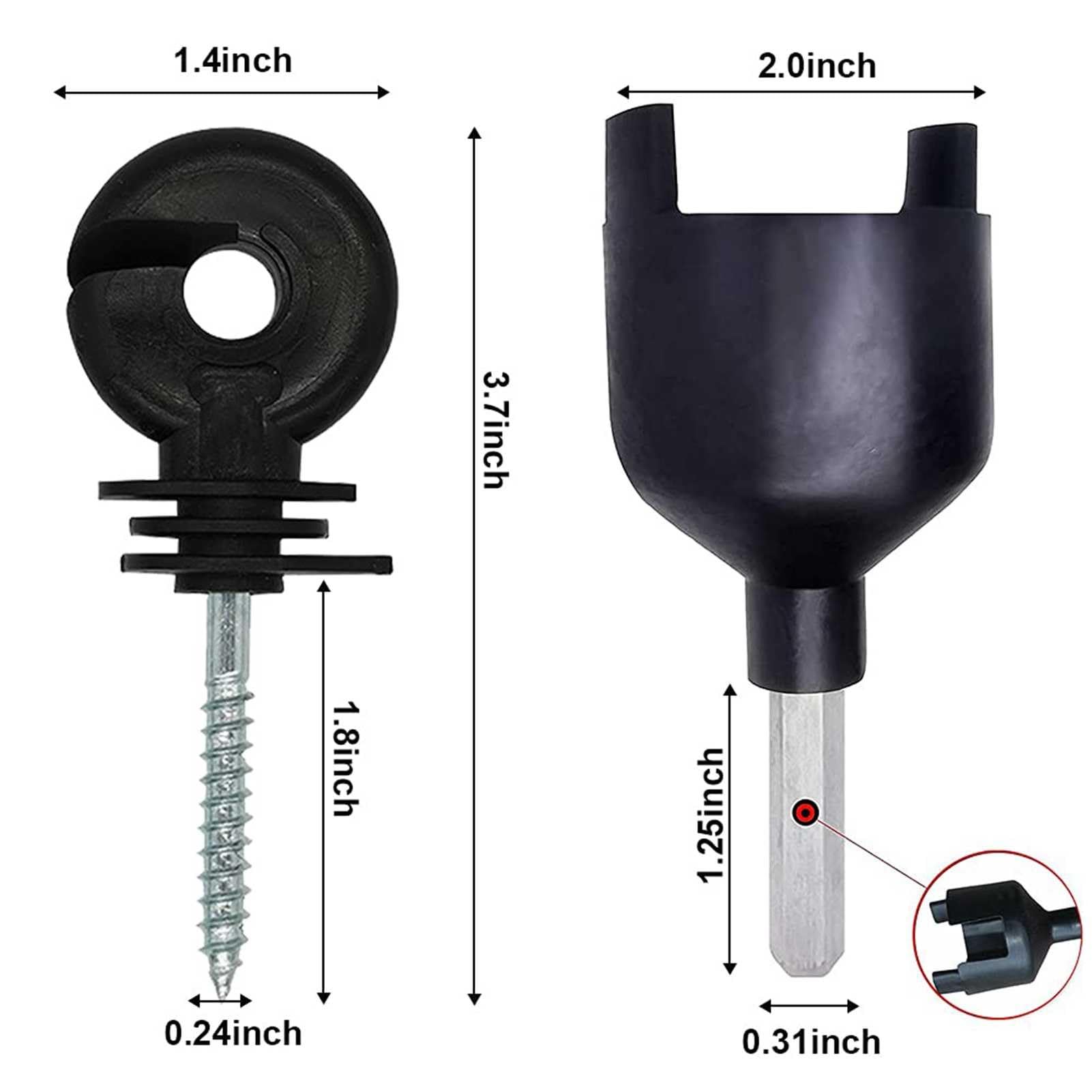 100 pcs Electric Fence Insulators Screw, Electric Fence Posts, Electric Fencing Posts for Wood Post Sun Protection & Rainproof, Screw in Ring Insulators