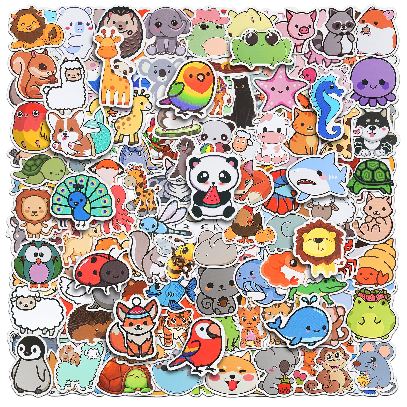 200Pcs Cute Animal Stickers for Kids, Water Bottle Stickers Waterproof Vinyl Stickers, Cute Kawaii Stickers for Teens Girls Boys, Laptop Sticker Pack for Skateboard Snowboard