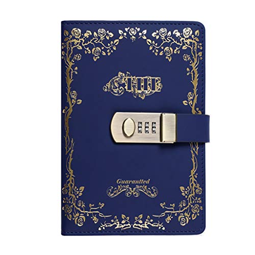 wyh Composition Classic Lined Notebook Digital Password Notebook Hardcover Writing Journal with Lined Pages,Notebook for Work Student A5 Journal (Color : Blue)