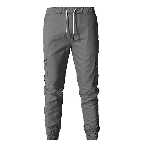 Men's Tactical Cargo Pants Workout Athletic Sweat Sports Pants Expandable Waist Baggy Loose Outdoor Lightweight Breathable Waterproof Quick Dry Military Combat Pants Gym Sweatpants Trousers Dark Gray