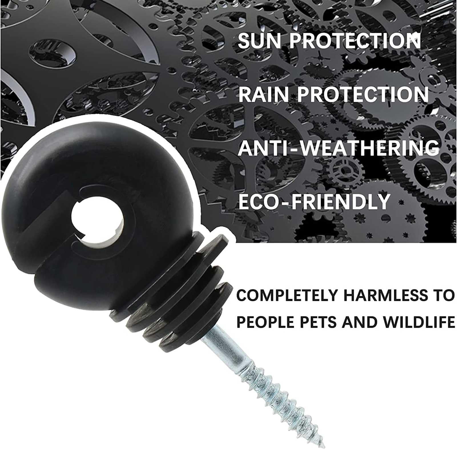 100 pcs Electric Fence Insulators Screw, Electric Fence Posts, Electric Fencing Posts for Wood Post Sun Protection & Rainproof, Screw in Ring Insulators