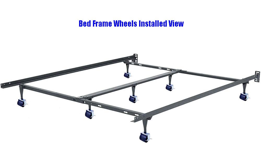 CAFORO Bed Frame Wheels Casters Rollers Brakes Stem for Bedframe Socket with Locking Zinc Plating-White Set of 4