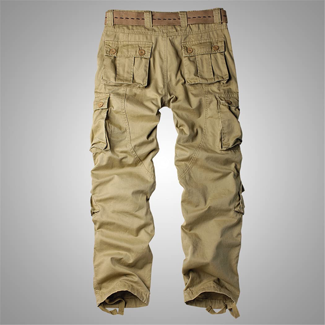 KEHAIOO Men's Cotton Military Cargo Pants, 8 Pockets Casual Work Combat Trousers, Military Army Camo Cargo Pants Plus Size Gray 4XL