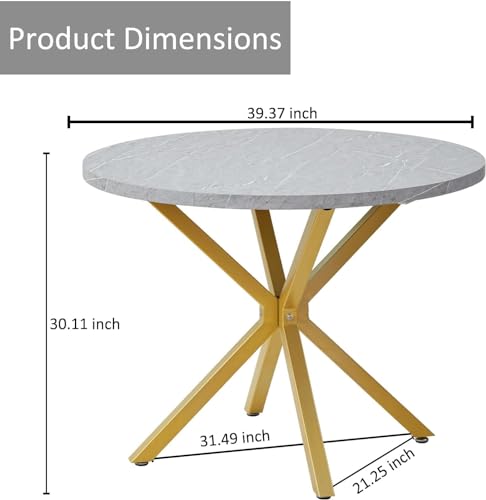 Leisure Coffee Table Modern Marble Effect Table Top Golden Iron Art Mid-Century White Tulip Table Metal Base Pedestal Table for Kitchen Restaurant Living Room Side Table (Color : Grey/Grey)