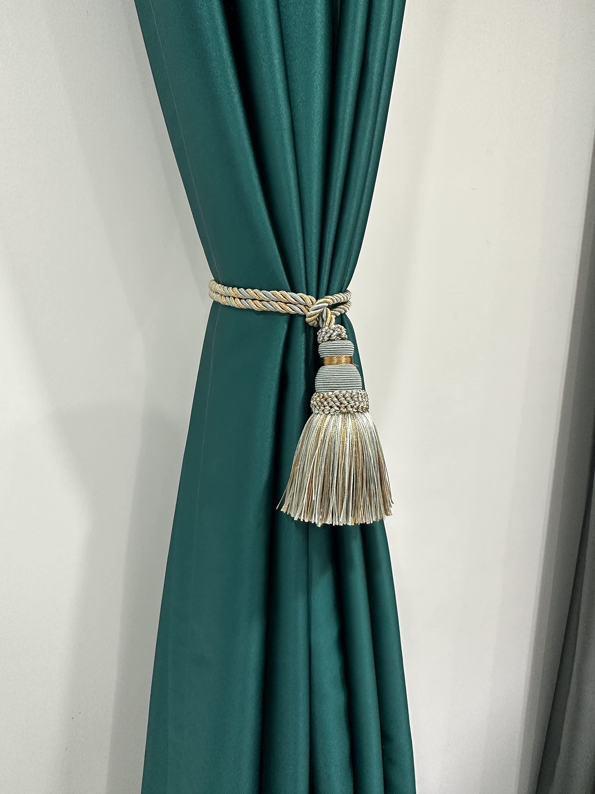 Fenghuangwu 2 Pack Curtain Tie Backs Rope Tassels for Curtains Drape tiebacks Handmade Outdoor Home and Outdoor Decorative (Mix Blue, 2p)