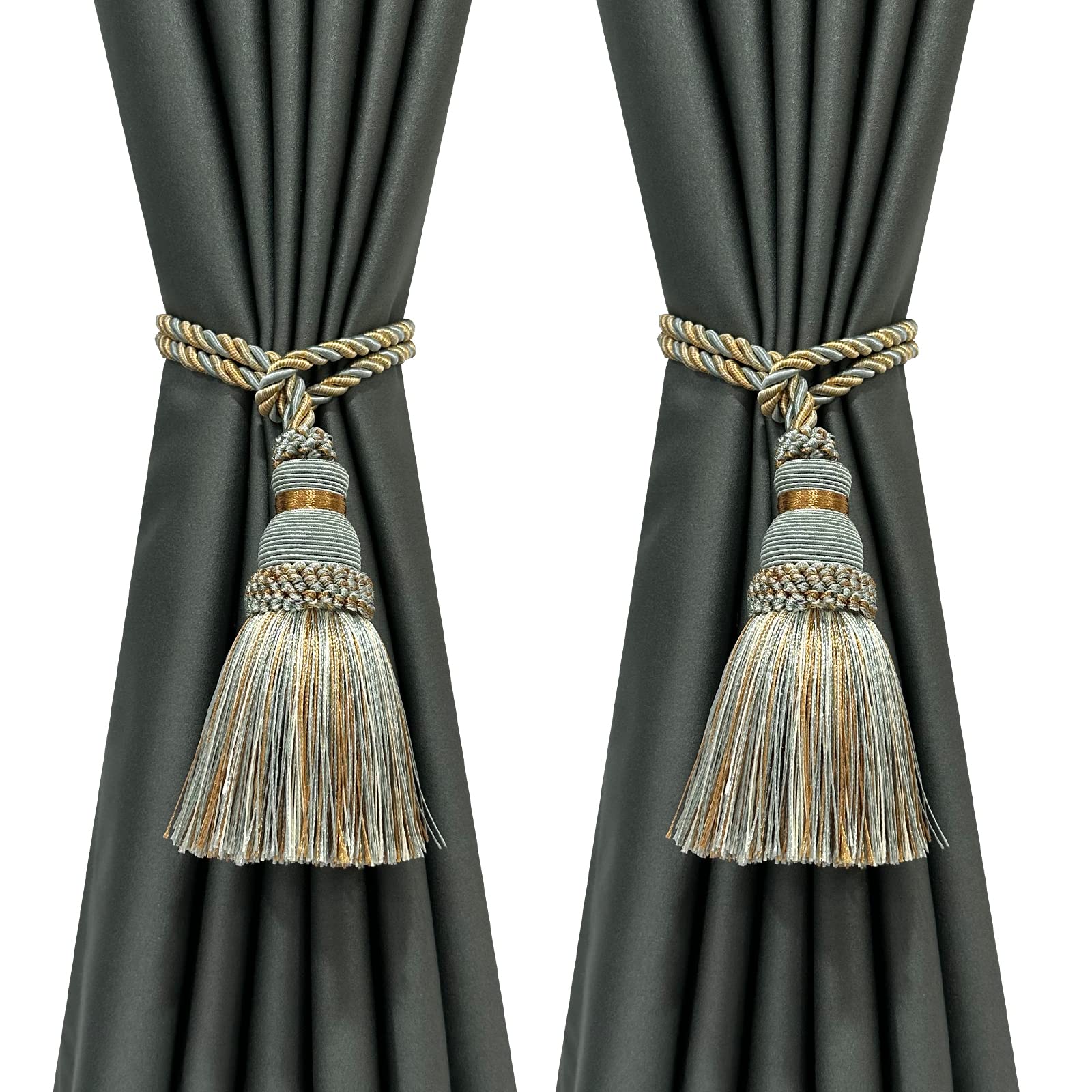 Fenghuangwu 2 Pack Curtain Tie Backs Rope Tassels for Curtains Drape tiebacks Handmade Outdoor Home and Outdoor Decorative (Mix Blue, 2p)