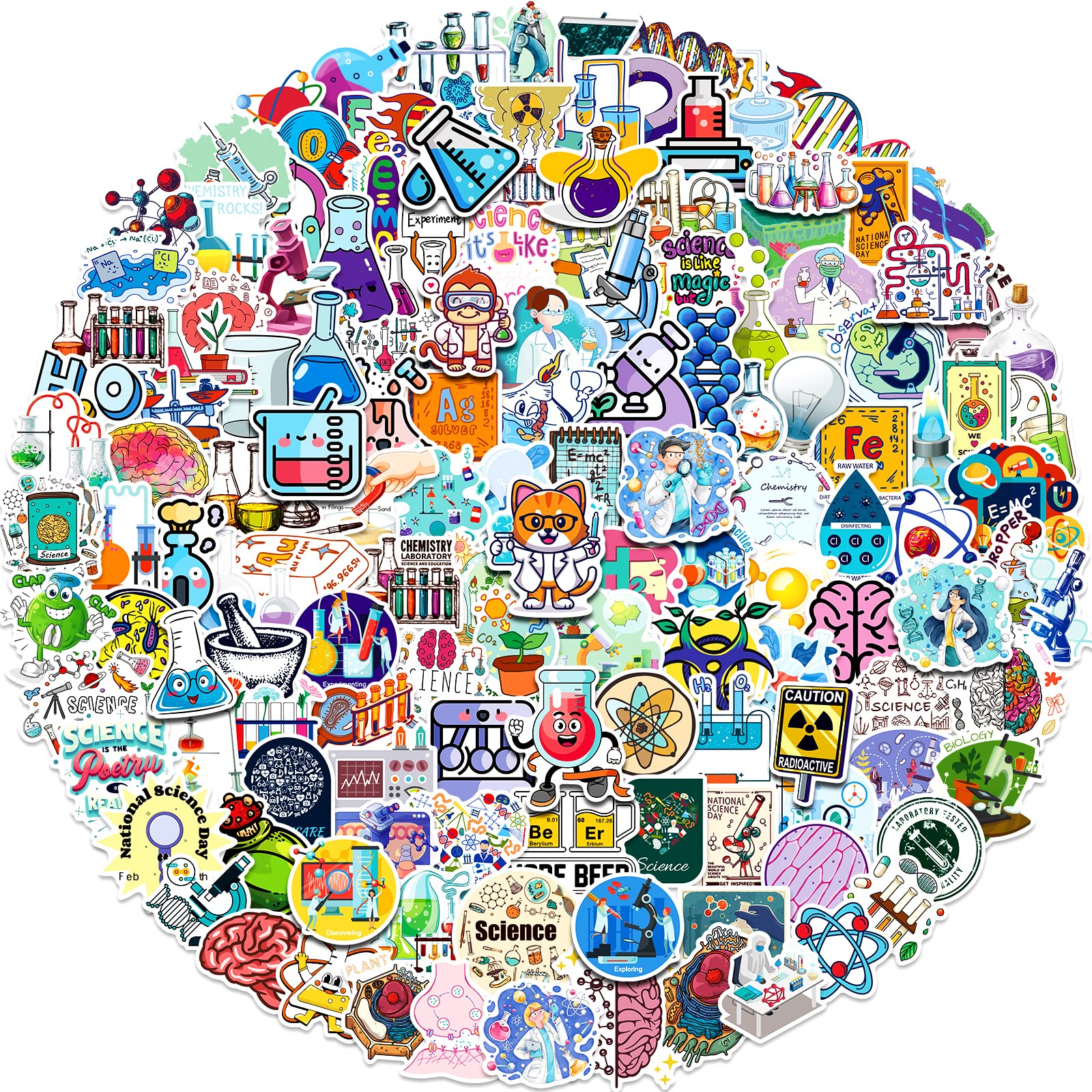 300 PCS Science Stickers, Teacher Stickers for Kids, Physics Math Experiment Waterproof Stickers for Water Bottles Laptop Skateboard Notebook