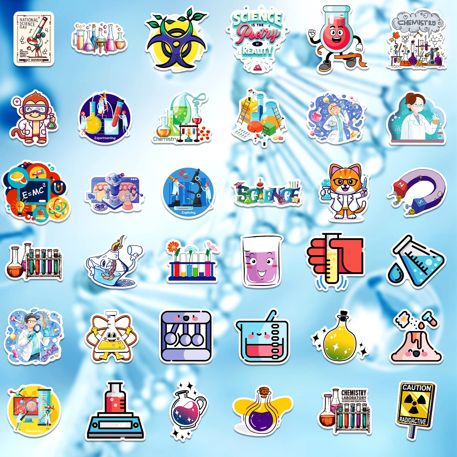 300 PCS Science Stickers, Teacher Stickers for Kids, Physics Math Experiment Waterproof Stickers for Water Bottles Laptop Skateboard Notebook