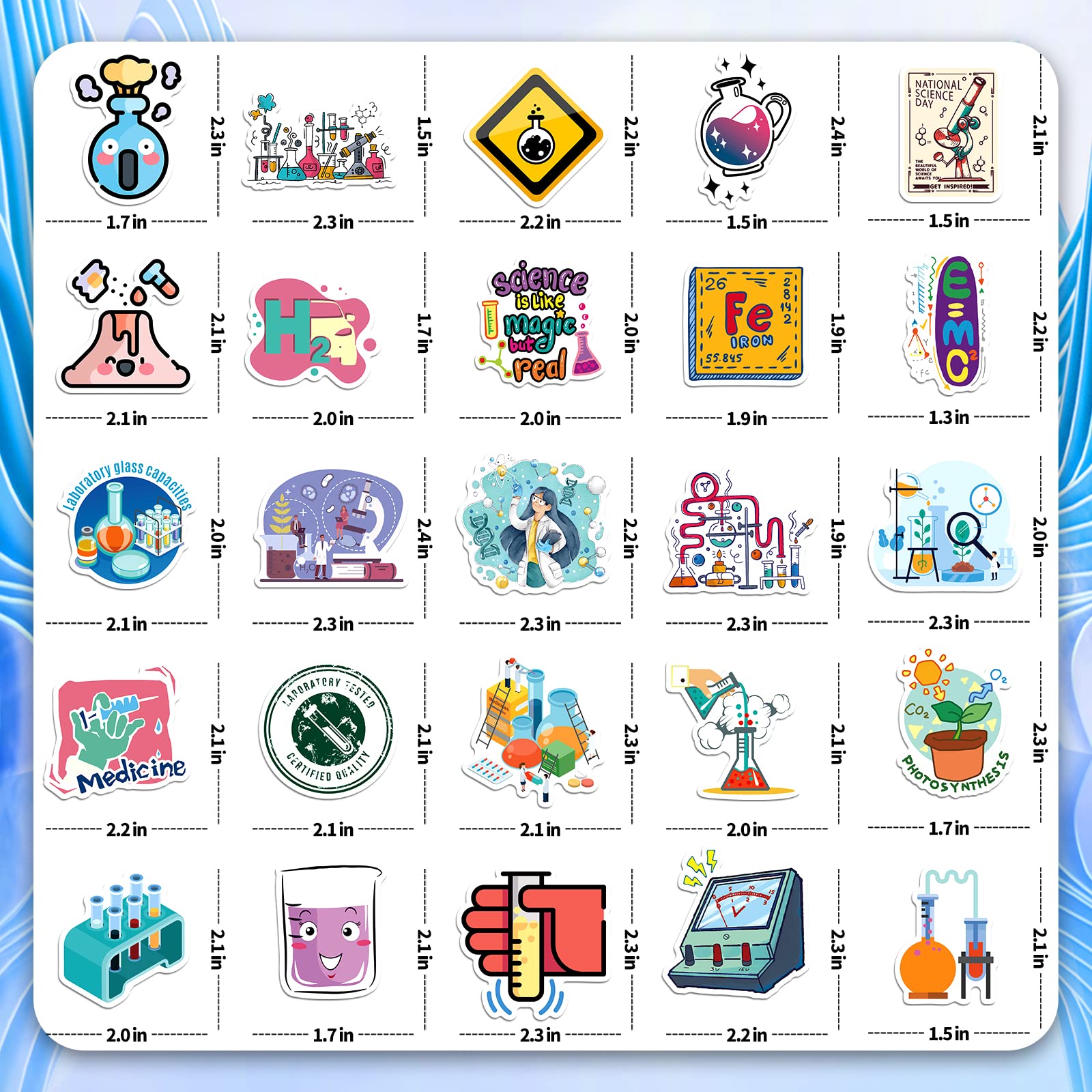 300 PCS Science Stickers, Teacher Stickers for Kids, Physics Math Experiment Waterproof Stickers for Water Bottles Laptop Skateboard Notebook