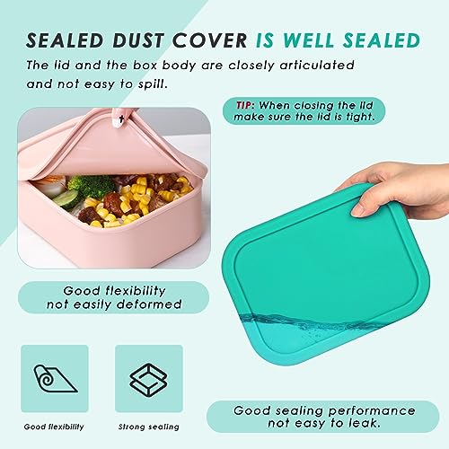 Keweis Silicone Food Storage Container, 47Oz Bento Lunch Box Silicone Containers with Lids, Hard-Shell Silicone, Airtight, Microwave, Dishwasher and Freezer Safe (Green)
