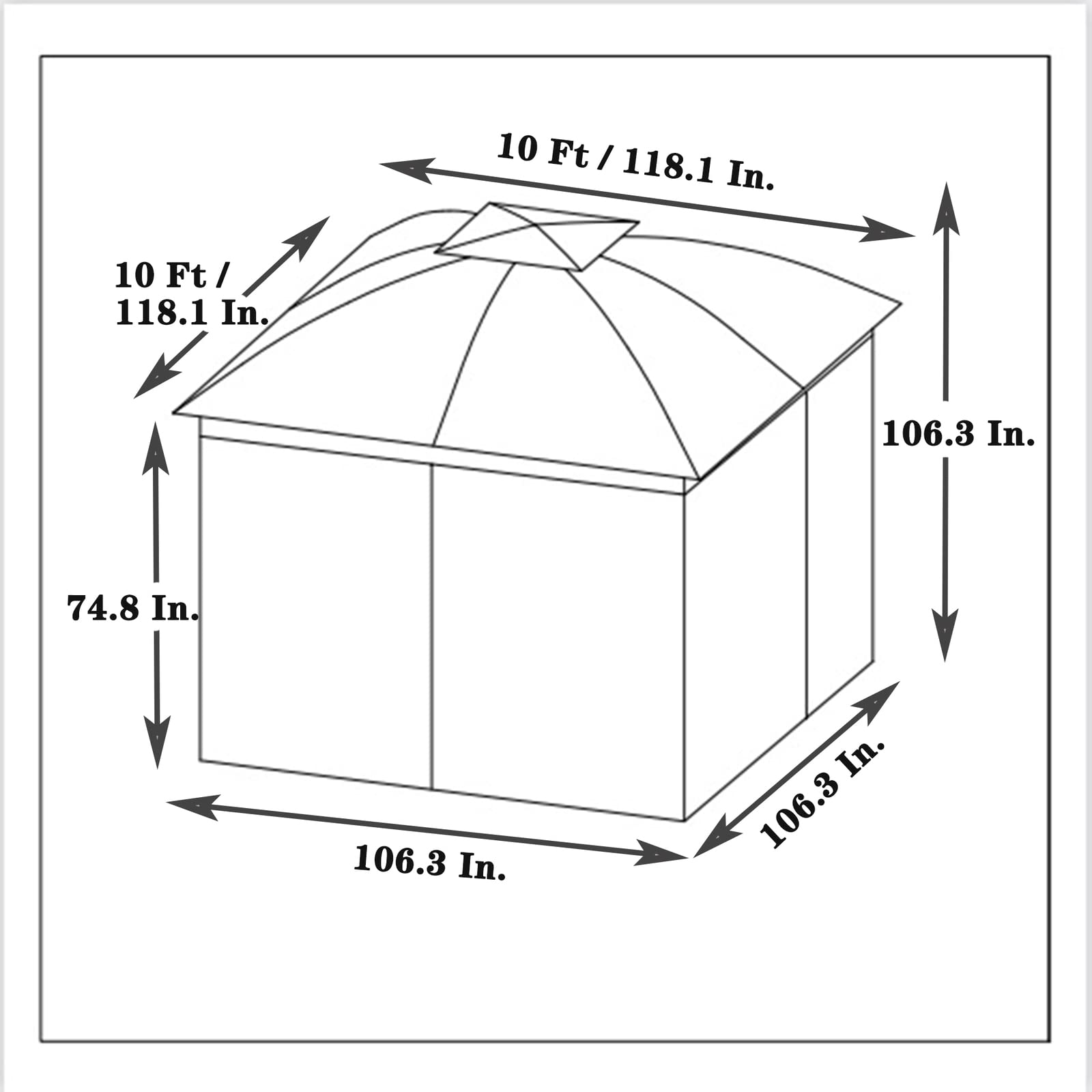 10 X 10ft Hardtop Gazebo, Double Roof Gazebo with Nettings, Outdoor Steel Frame Vertical Stripes Roof Permanent for Patio, Backyard, Lawns,Khaki