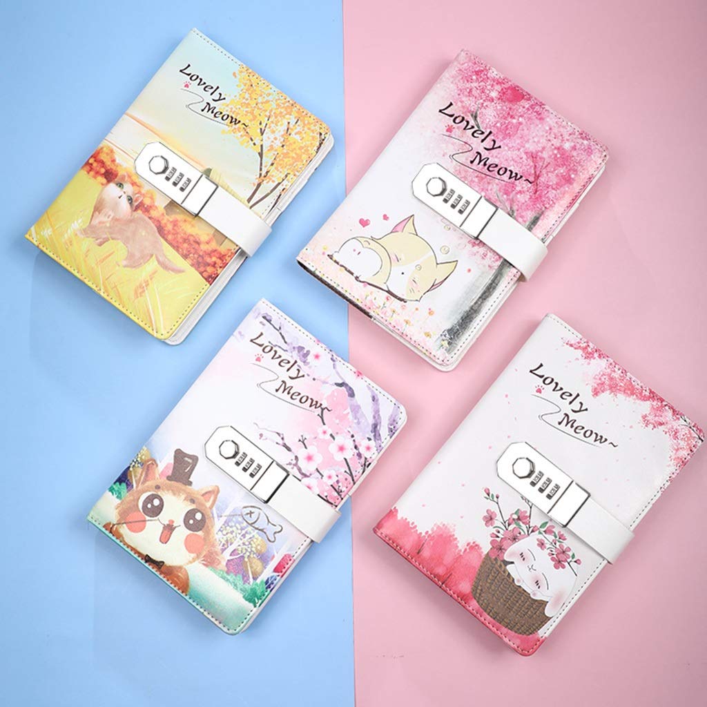 Shengsheng Journal B6 Notebook Creative Password Lock Journal Lock Diary Digital Password Notebook Locking Journal Diary,Students, Young People Use Diary (Color : Pink)
