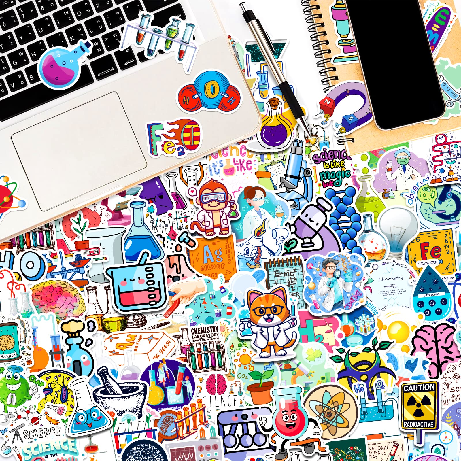 300 PCS Science Stickers, Teacher Stickers for Kids, Physics Math Experiment Waterproof Stickers for Water Bottles Laptop Skateboard Notebook