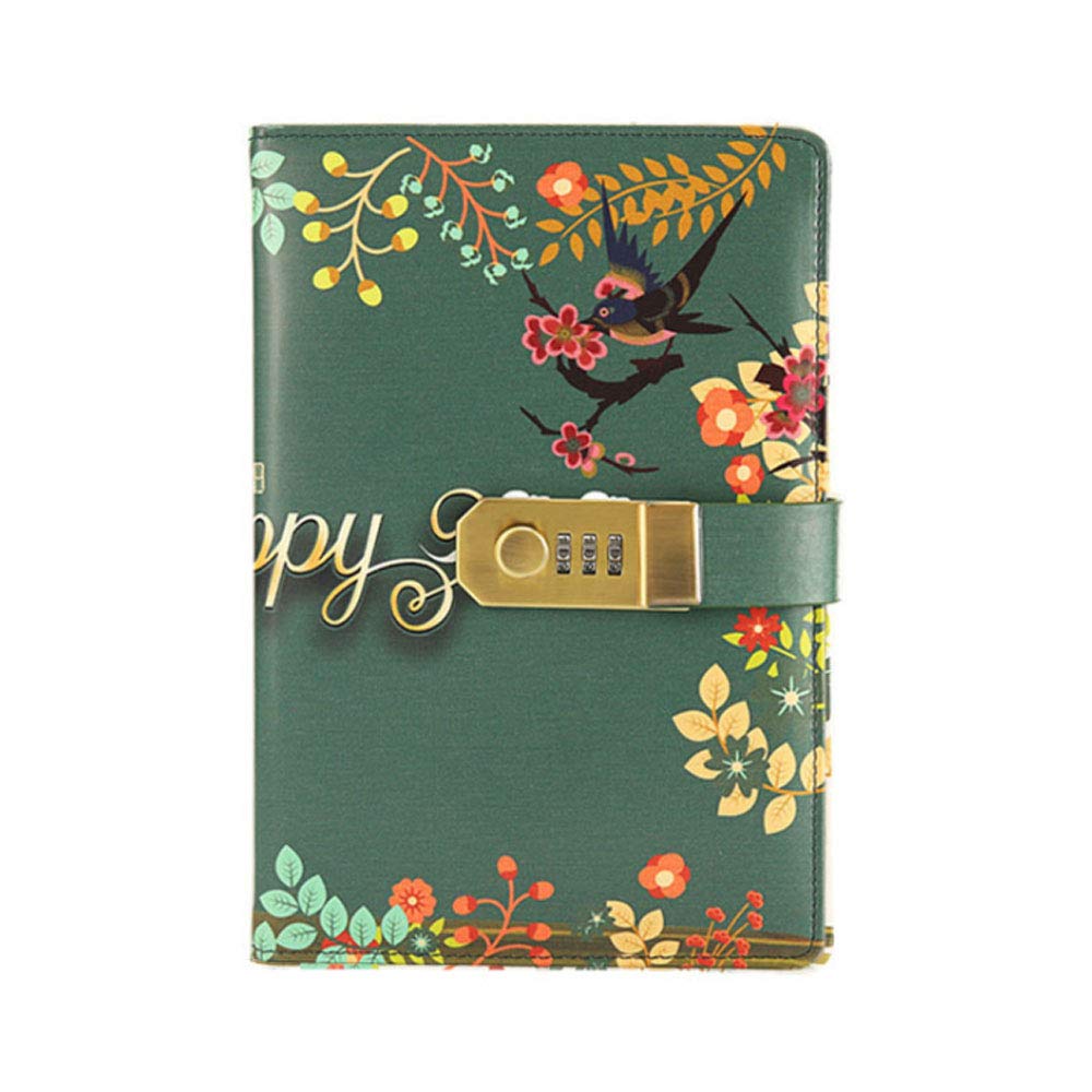 Code Lock Diary Journal Notebook,A5 Christmas Password Notebook Organizer Secret Digital Diary Journal Planner for Kids Diary Gift Notebook (Green)