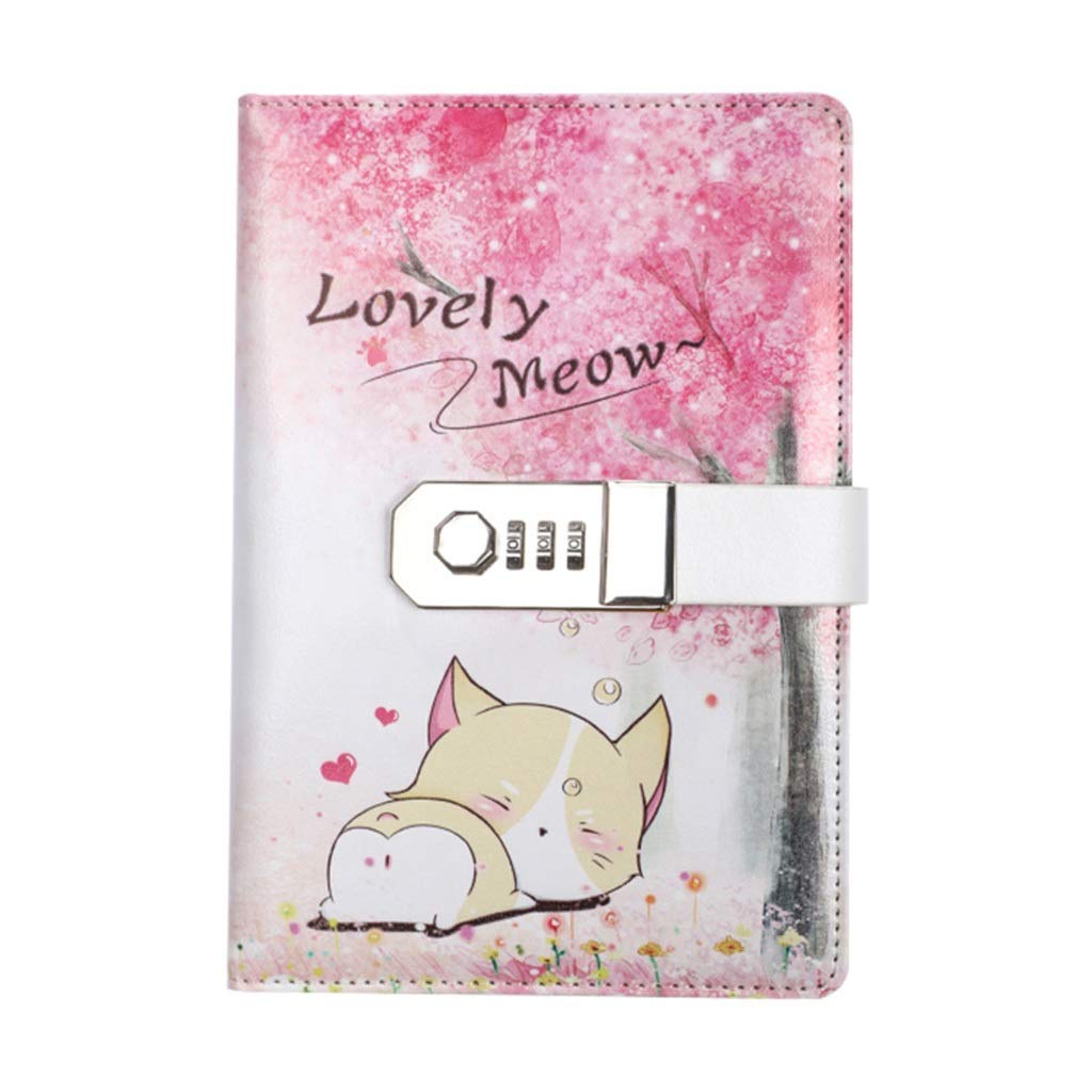 Shengsheng Journal B6 Notebook Creative Password Lock Journal Lock Diary Digital Password Notebook Locking Journal Diary,Students, Young People Use Diary (Color : Pink)