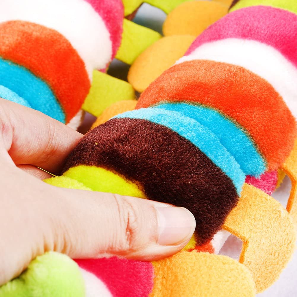 QIYADIN Pet Squeaker Toys, Dog Chew Toy, Soft Short Plush Sounding Toy for Puppy (Colorful Caterpillar)
