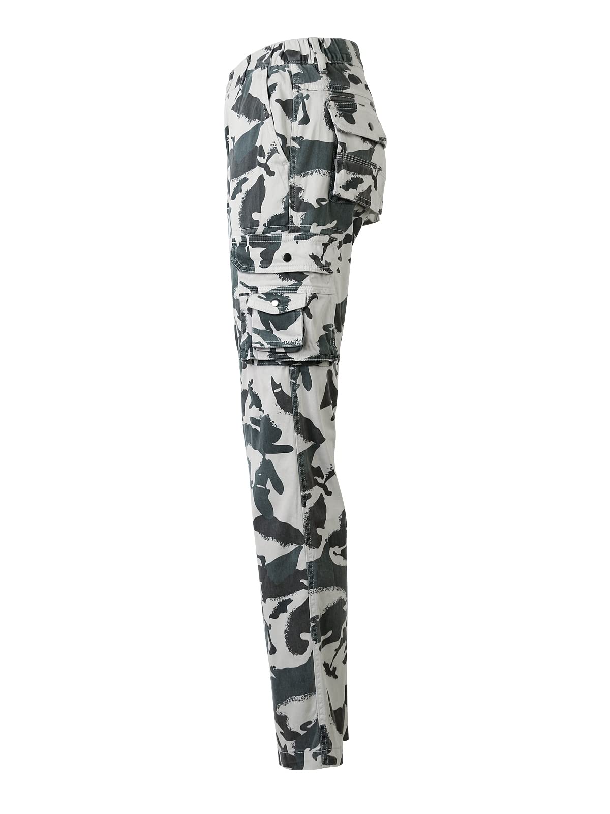 Womens Cargo Pants,Outdoor Casual Camoflage Camo Military Combat Work Hiking Pants with Pockets Camo White-US 4