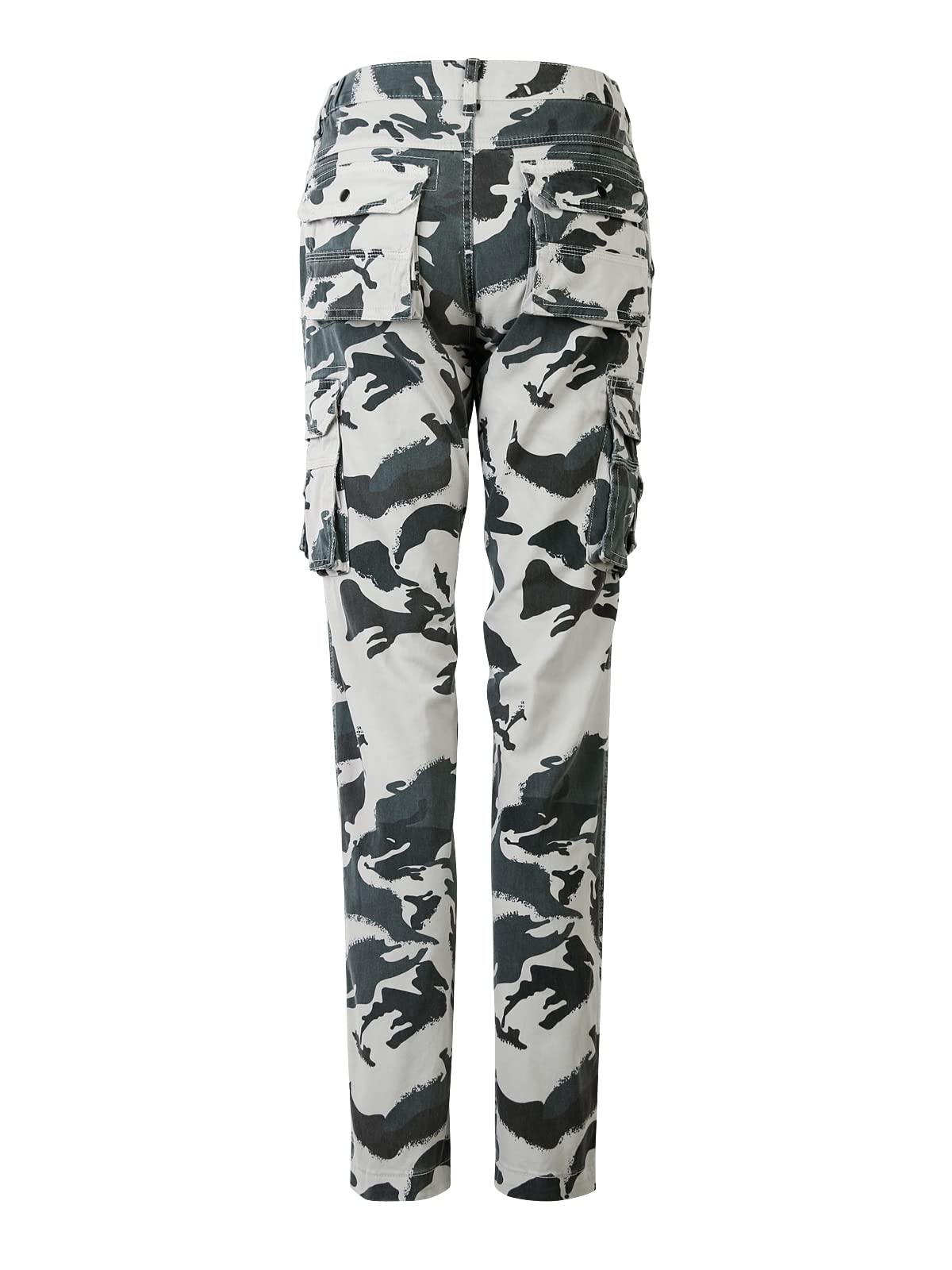 Womens Cargo Pants,Outdoor Casual Camoflage Camo Military Combat Work Hiking Pants with Pockets Camo White-US 4