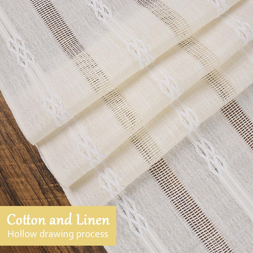 AUAUY Table Runner with Handmade Tassels, Boho Style Beige Weave Stripes Polyester Fabric Table Runner, Macrame Table Decoration for Holiday Party Dining Wedding and Everyday Use(13*70.87in)