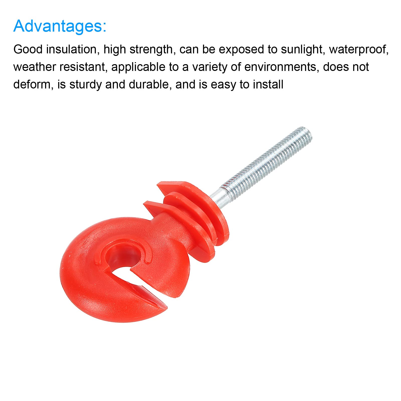 PATIKIL Electric Fence Insulator Screw-in Ring Insulator 25pcs Wood Post Insulator Red for Farm Fencing Power Grid System with Nut