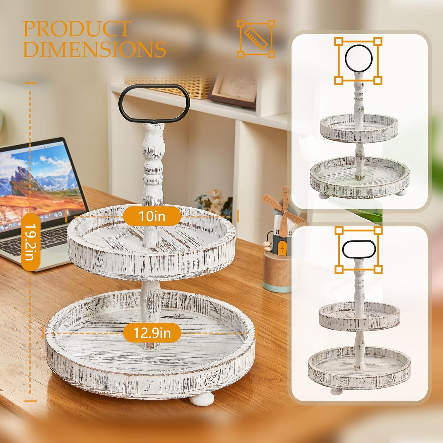 AONEHOME 2 Tiered Tray Stand, White Tiered Tray Decorative Trays β 2 Tier Cupcake Stand - 2 Tier Serving Tray - Tiered Tray Decor